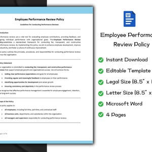 Employee Performance Review Policy Editable Template | Human Resource ...