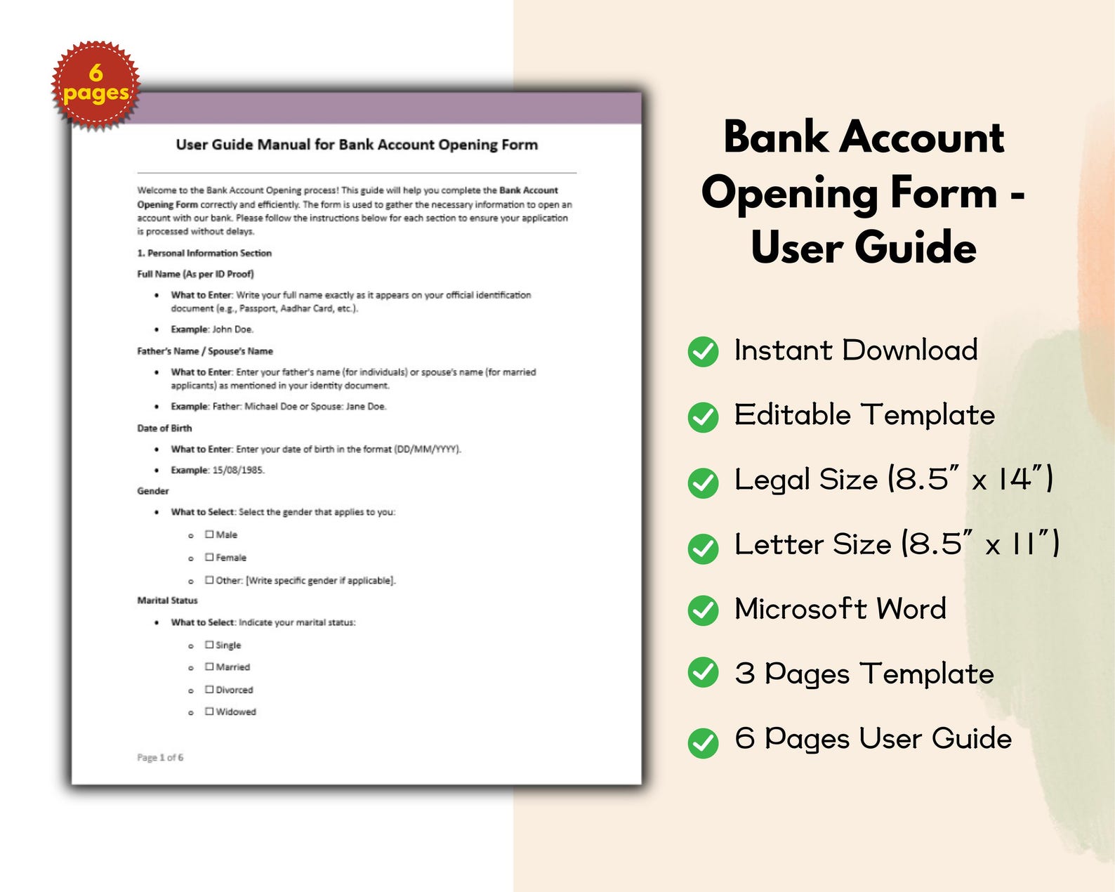 Bank Account Opening Form – Editable and Printable Template for ...