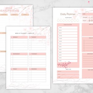 2024 Cherry Blossom Themed Calendar & Planner Your Year of Growth and ...