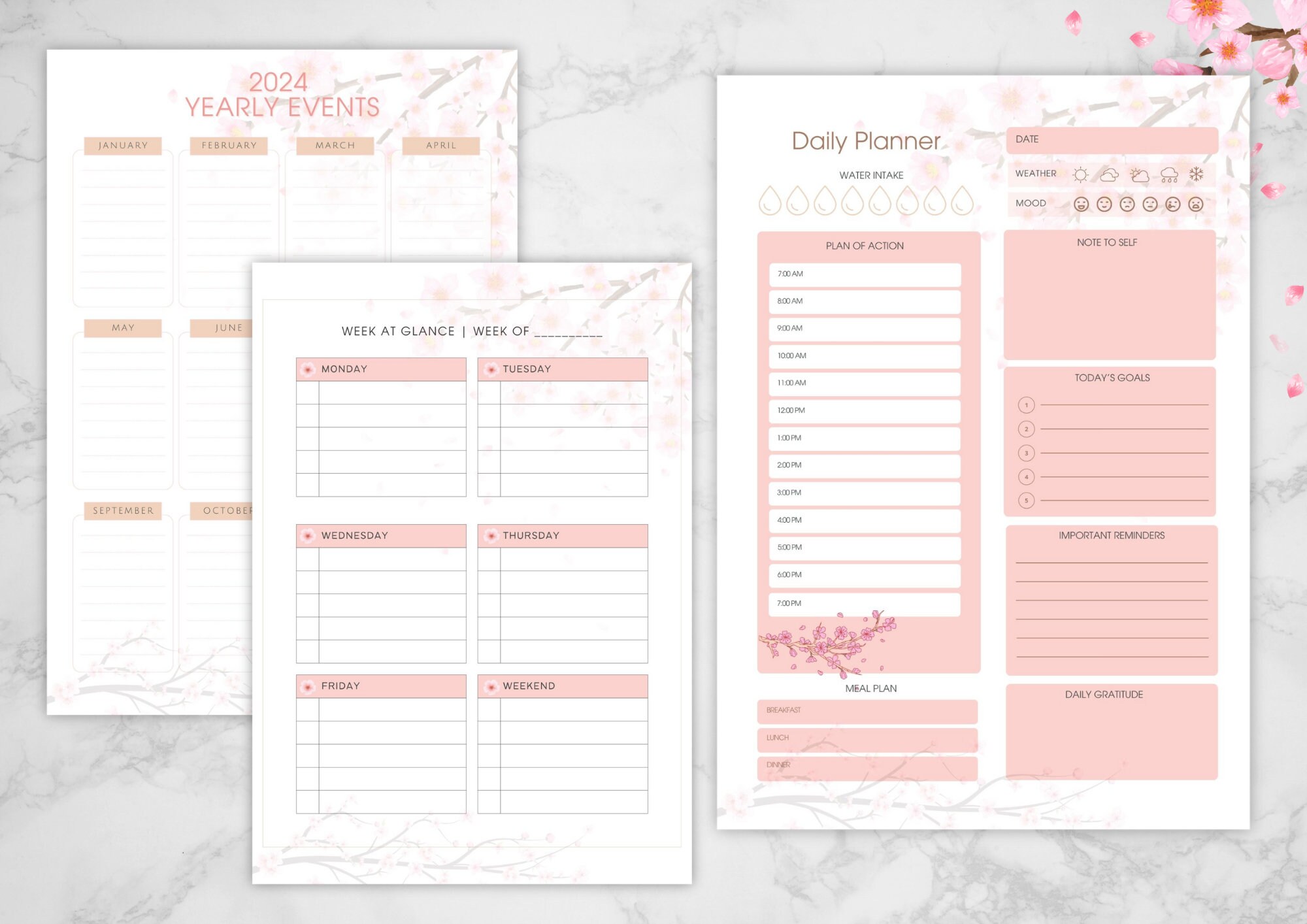 2024 Cherry Blossom Themed Calendar & Planner Your Year of Growth and ...