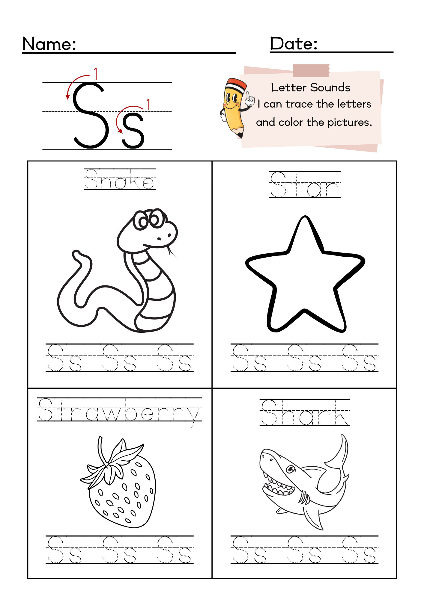 26 Alphabet Letter Sounds Worksheets Printable | Beginning Sound ...