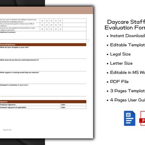 Daycare Staff Evaluation Form Printable and Editable Template ...