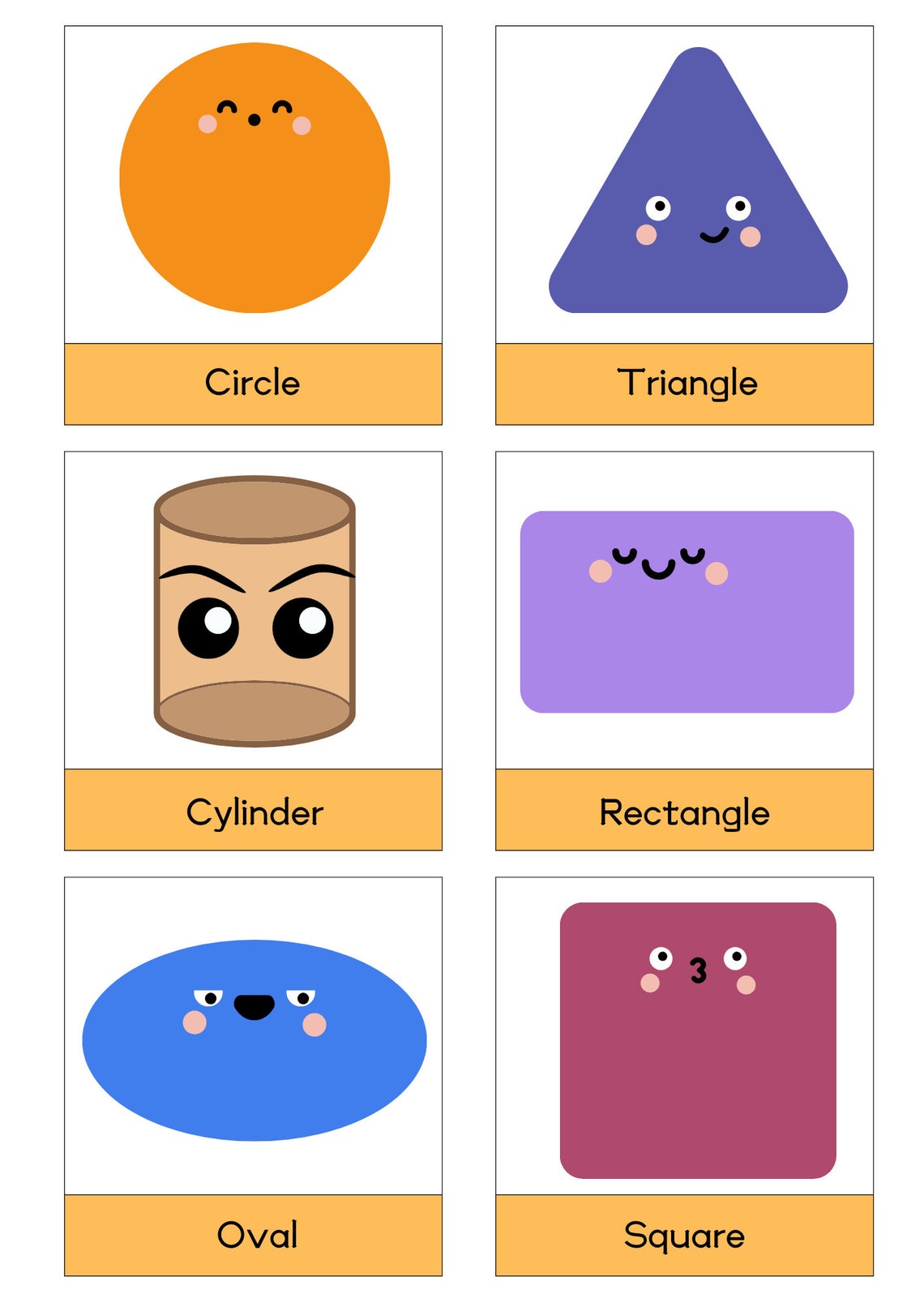 Printable Shape Flashcards Match Shape and Name Preschool Activity ...