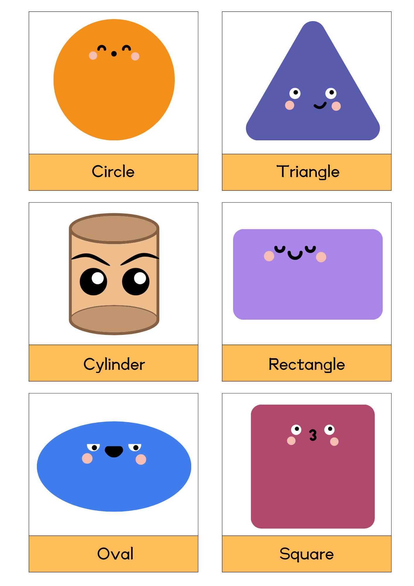 Printable Shape Flashcards | Match Shape and Name Preschool Activity ...