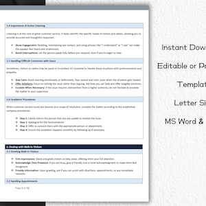 Front Desk Receptionist Handbook Editable Template | Professional ...