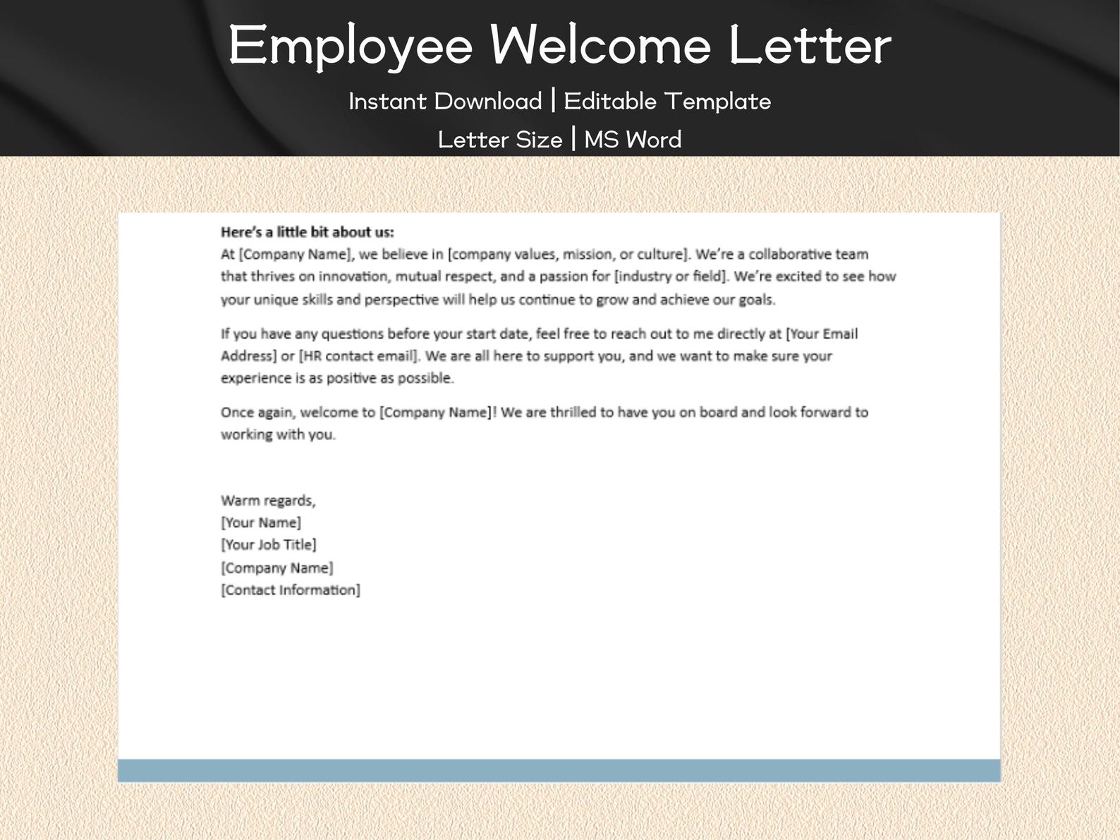 New Employee Welcome Letter Template Editable and Printable Template ...