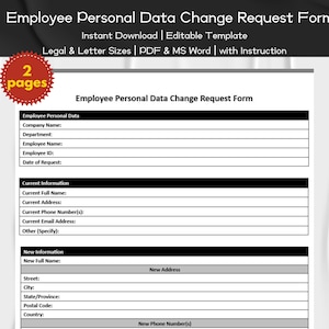 Employee Personal Data Change Request Form Editable and Printable ...