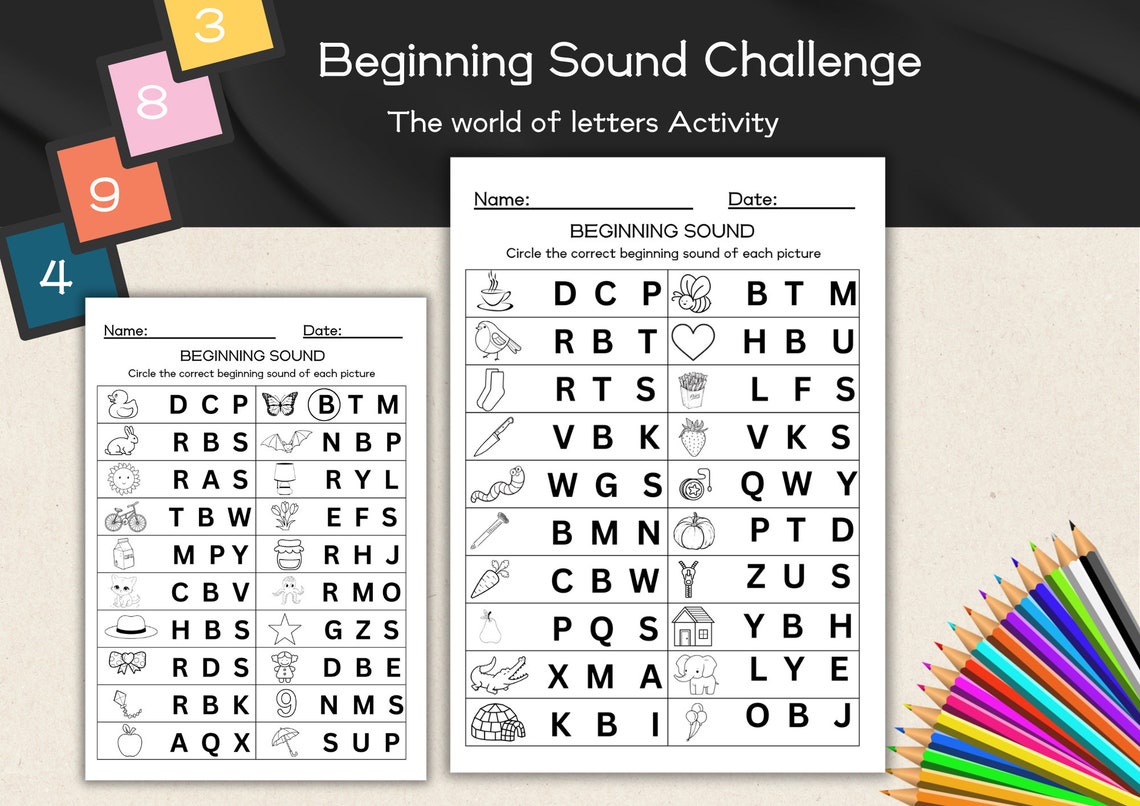 Printable Beginning Sound Letters Activity Worksheet Home School ...