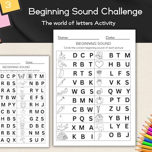 Printable Beginning Sound Letters Activity Worksheet | Home School Activity | Preschoolers and ...