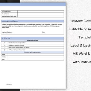 Employee Identification Record Form Editable and Printable Template ...