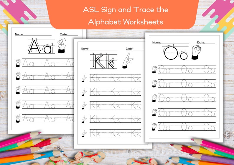 Printable ASL Sign and Trace the Alphabet Worksheets | 26 Printable ...