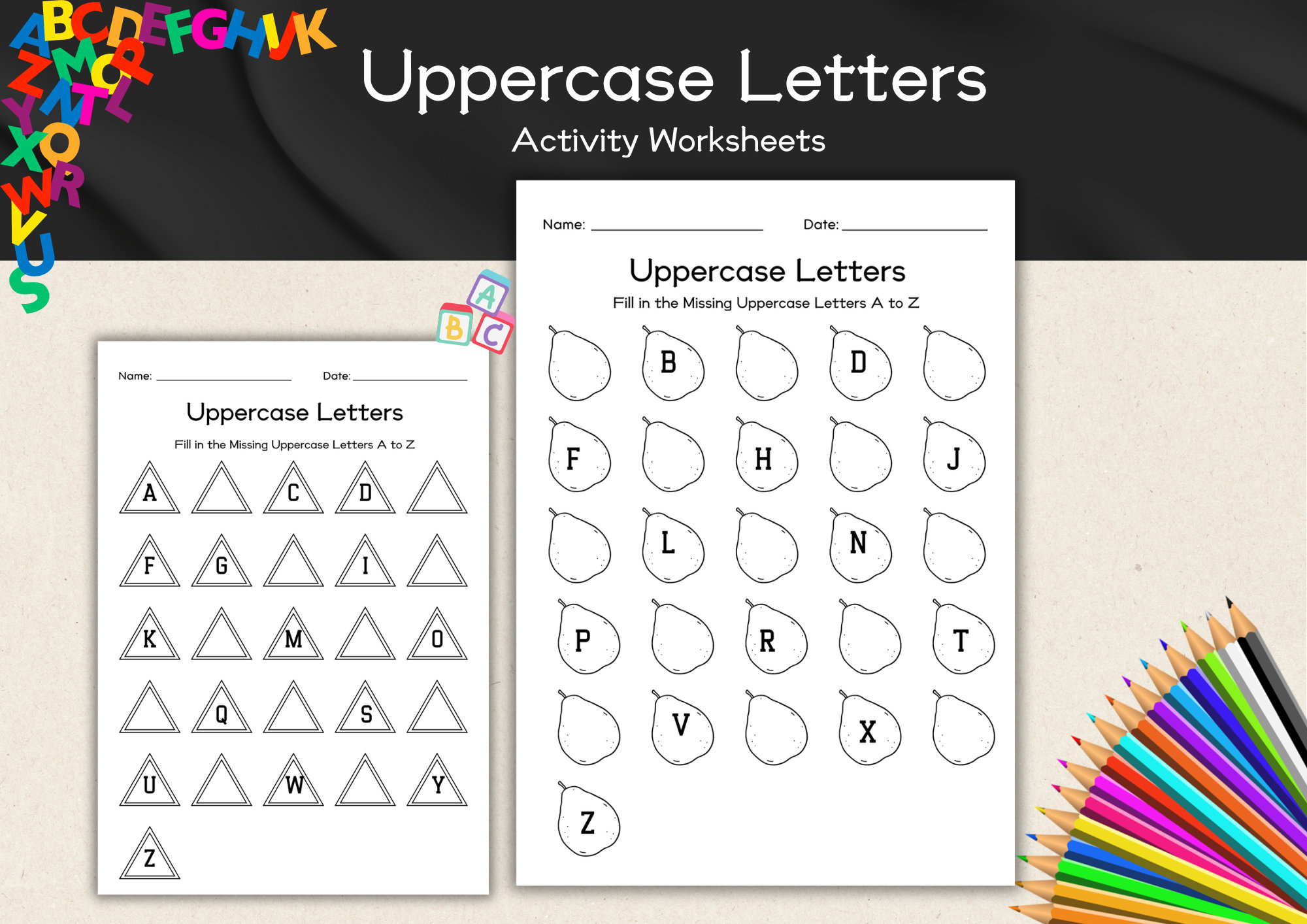 Printable Fill in the Missing Uppercase Letters A to Z Worksheets ...