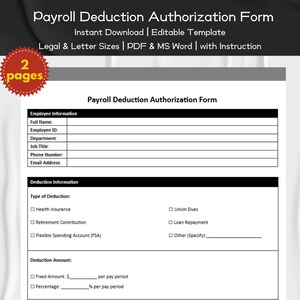 Payroll Deduction Form Template - Etsy UK