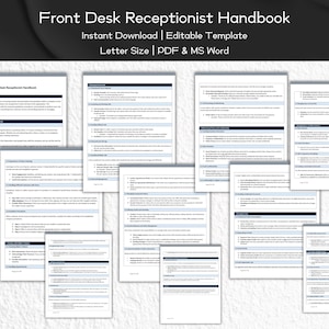 Front Desk Receptionist Handbook Editable Template | Professional ...