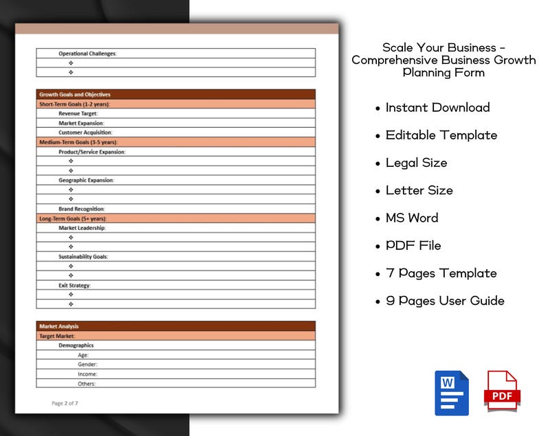 Comprehensive Business Growth Planning Form Editable and Printable ...