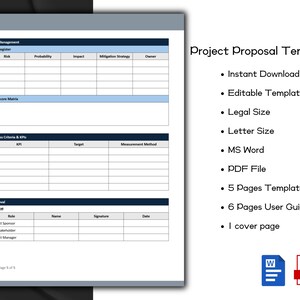 Project Proposal Template Editable and Printable | Project Initiation ...