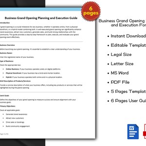 Business Grand Opening Planning and Execution Form Editable and ...