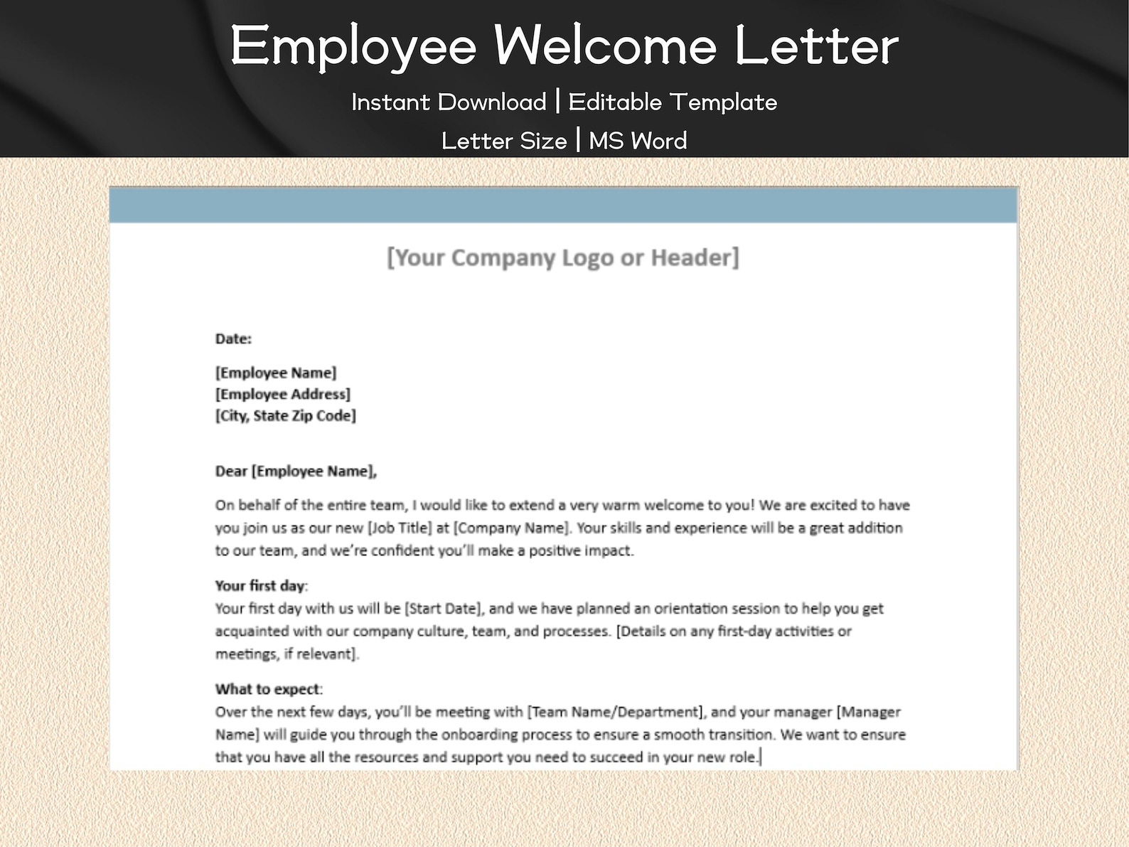 New Employee Welcome Letter Template Editable and Printable Template ...