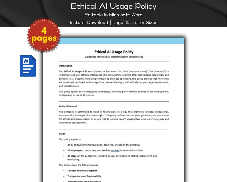 Ethical AI Usage Policyeditable Template | Technology and IT | Business ...
