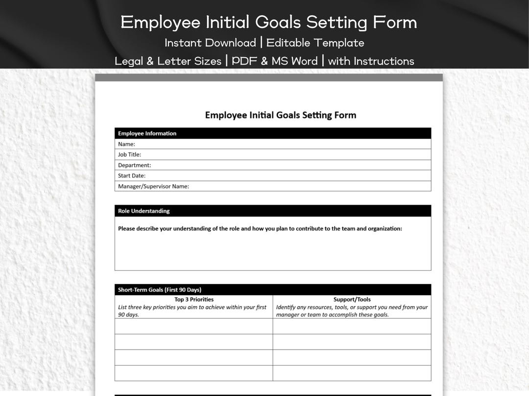 Employee Initial Goals Setting Form Editable and Printable Template ...