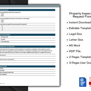 Property Inspection Request Form Editable and Printable Template | Real ...
