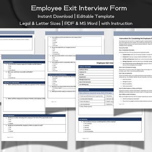 Employee Exit Interview Form Editable and Printable Template | HR ...
