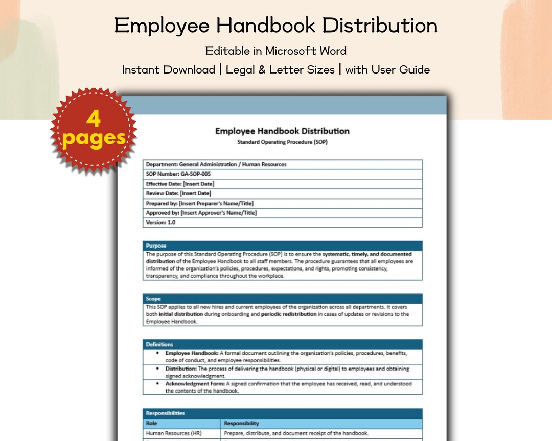 Employee Handbook Distribution Standard Operating Procedure SOP ...