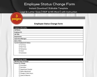 Employee Status Change Request Form Template - Etsy UK