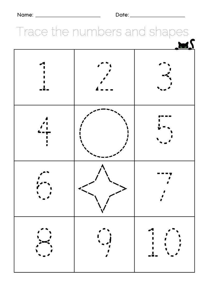 1 to 100 Trace Numbers and Shapes Printable Worksheets | Learning ...