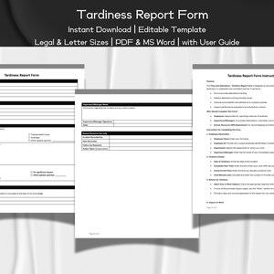 Tardiness Report Form Editable and Printable Template | Employee ...