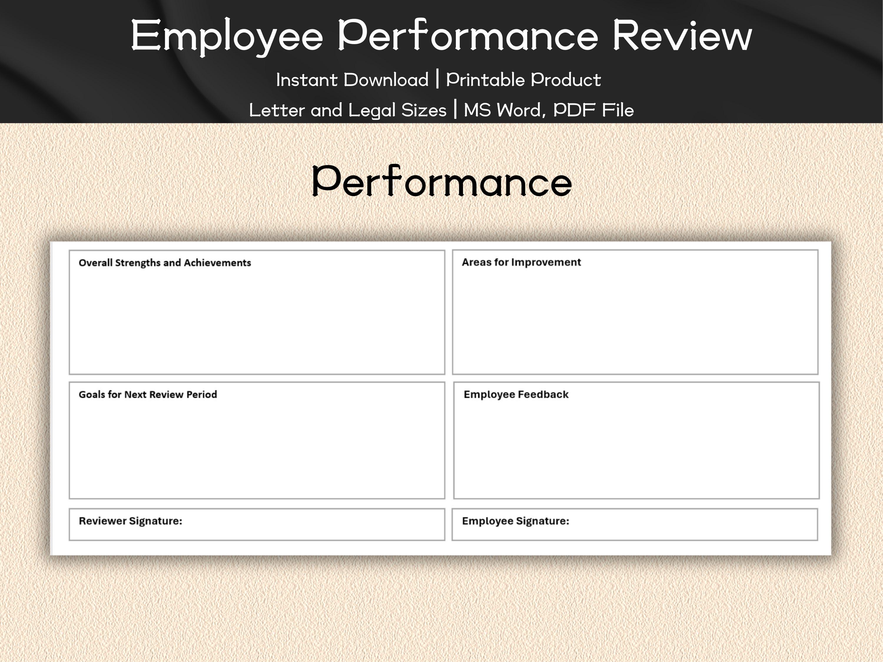 Employee Performance Review Form Editable and Printable | Employee ...