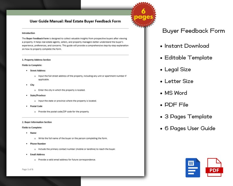 Buyer Feedback Form Editable and Printable Template | Real Estate ...