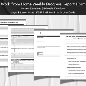 Work From Home Weekly Progress Report Form Editable and Printable ...