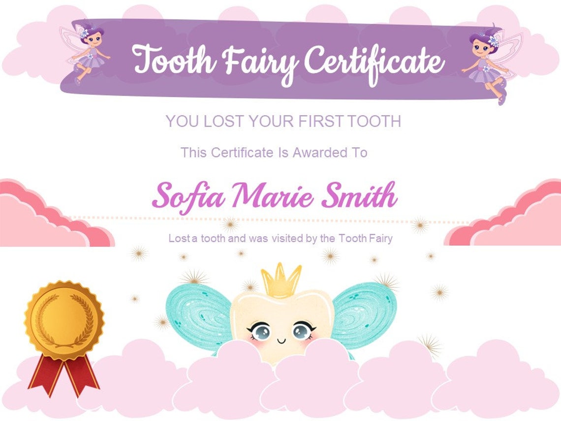 Editable Pink Tooth Fairy Certificate | Tooth Fairy Certificate ...
