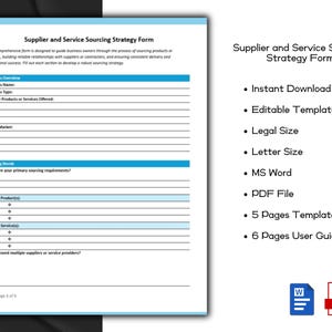 Supplier and Service Sourcing Strategy Form Editable and Printable ...
