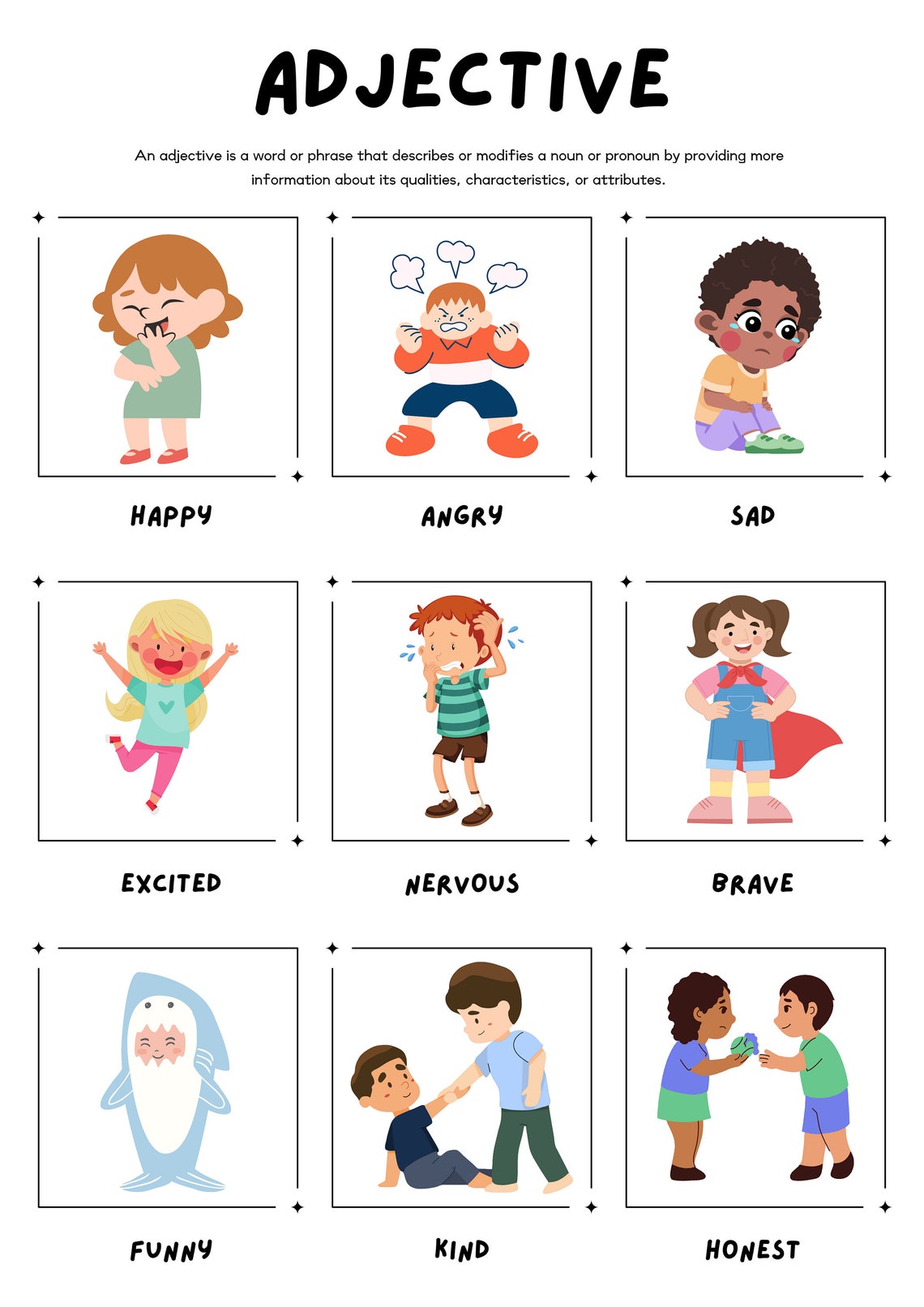 Printable ADJECTIVES Picture Cards | Flashcards | Parts of Speech ...