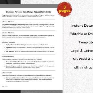 Employee Personal Data Change Request Form Editable and Printable ...