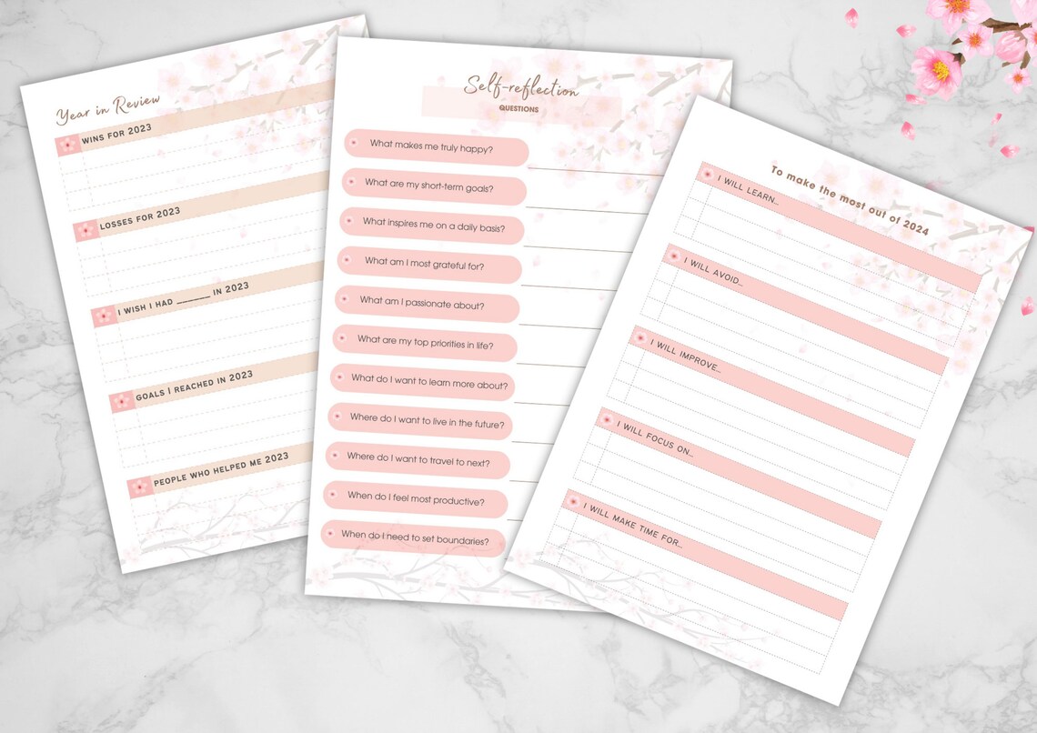 2024 Cherry Blossom Themed Calendar & Planner Your Year of Growth and ...