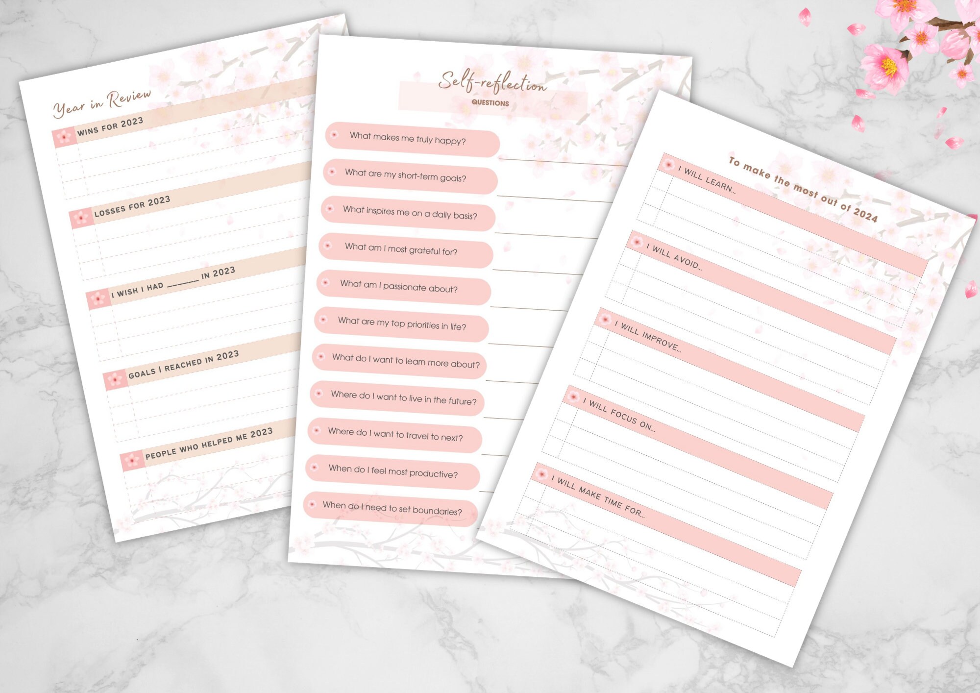 2024 Cherry Blossom Themed Calendar & Planner Your Year of Growth and ...