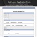 Sick Leave Application Form Editable and Printable Template | HR ...