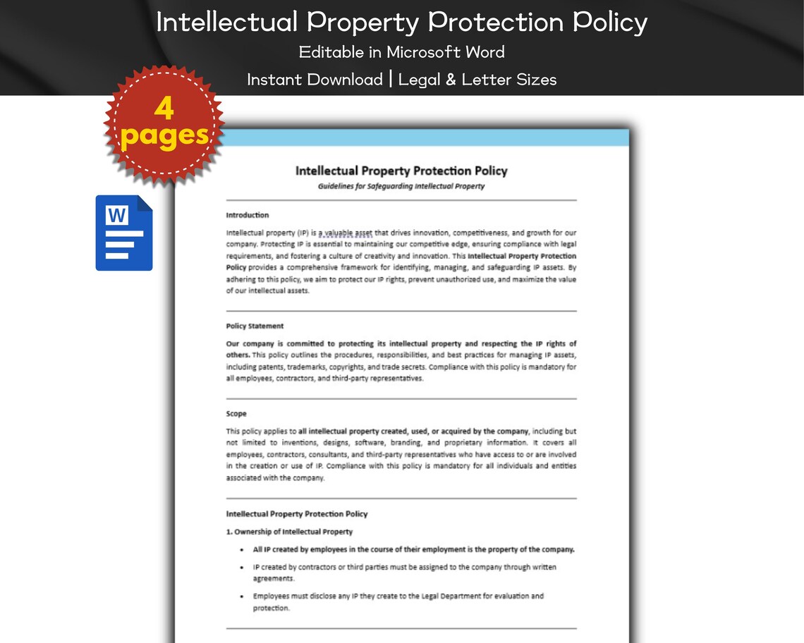 Intellectual Property Protection Policy Template | Legal & Compliance ...