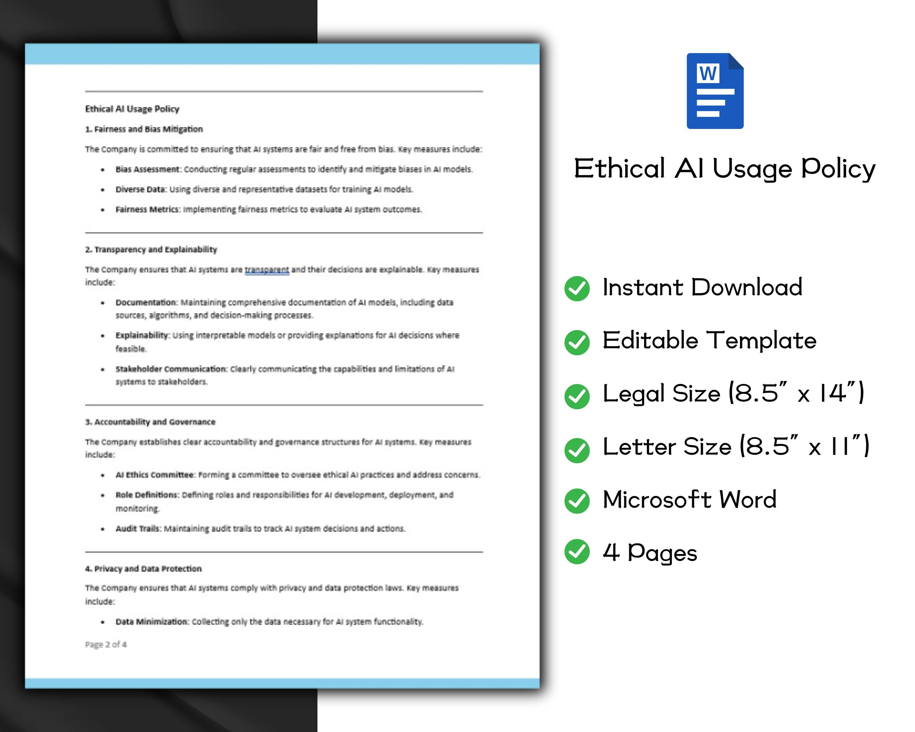 Ethical AI Usage Policyeditable Template | Technology and IT | Business ...