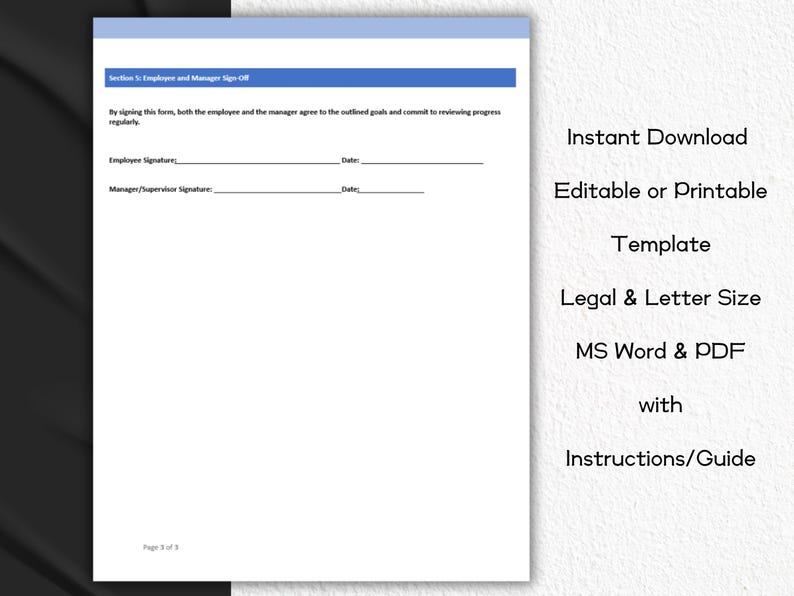 Employee Goal Setting Form Editable and Printable Template ...