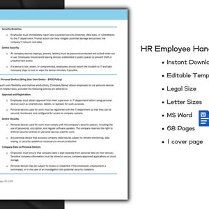 Employee Handbook Editable and Printable Template | Employee Management ...