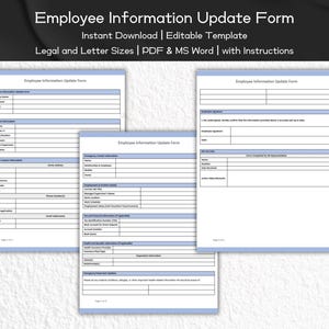 Employee Information Update Form Editable and Printable Template | HR ...