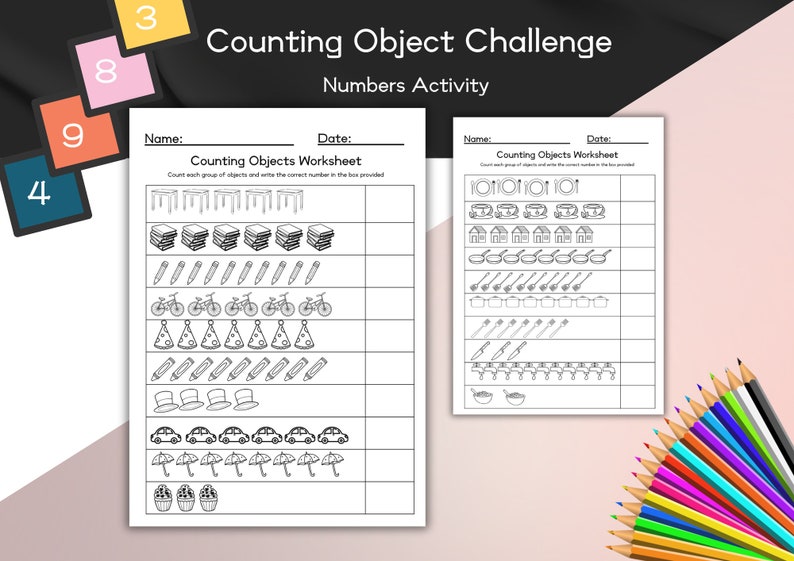 Printable Counting Objects Activity Worksheet | Home School Activity ...
