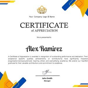 Editable Certificate Template 1 | Achievement, Appreciation, Completion ...