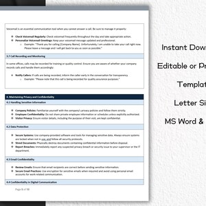 Front Desk Receptionist Handbook Editable Template | Professional ...