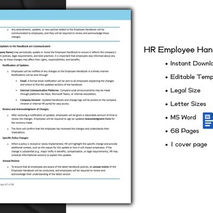 Employee Handbook Editable and Printable Template | Employee Management ...