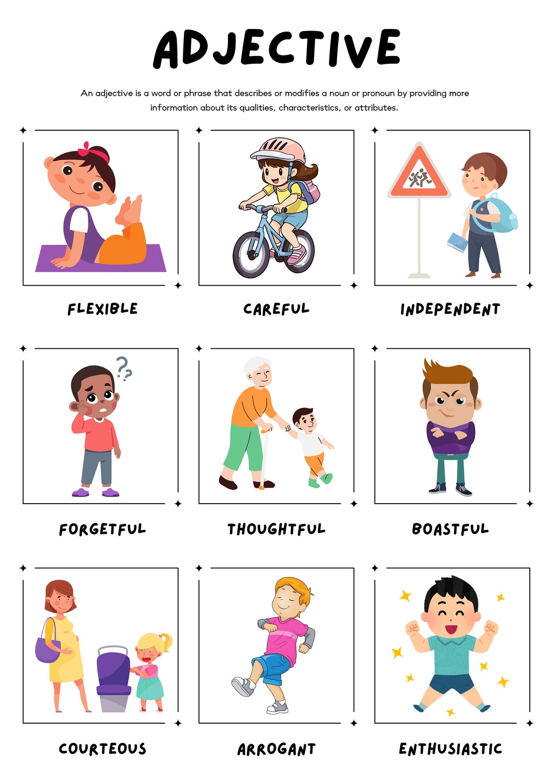 Printable ADJECTIVES Picture Cards | Flashcards | Parts of Speech ...